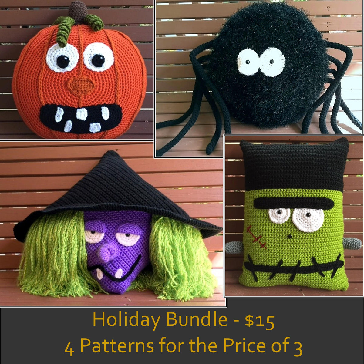 Halloween Pillow Patterns Holiday Bundle - 4 Patterns for the Price of ...
